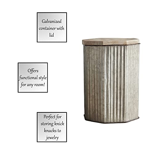 47th & Main Corrugated Rustic Metal Canister with Lid, Large, Galvanized