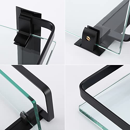 KES Bathroom Glass Shelf Extra 8 MM-Thick Tempered Glass Anodized Aluminum 2 Tier Rectangular Storage Organizer Wall Mount Black, A4126B-BK