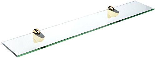 Spancraft Glass Heron Glass Shelf, Brass, 6 x 30