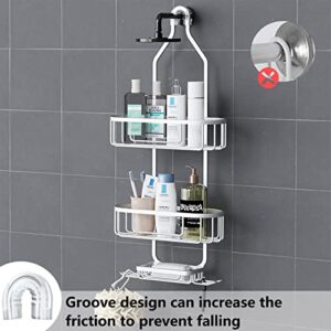 6 Pieces Shower Caddy Adhesive Replacement Set Bathroom Adhesive Hooks Sticker with Shower Caddy Connector,Compatible with Shower Caddy Basket Bathroom Shelf