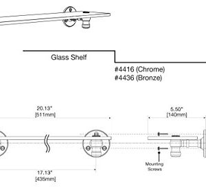 Gatco 4416 Cafe Glass Shelf, Chrome