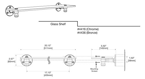 Gatco 4416 Cafe Glass Shelf, Chrome