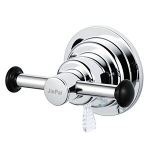 JiePai Suction Cup Towel Holder,Removable Bathroom Towel Rack,Vacuum Suction Cup Hooks for Towel Bath Robe Coat Loofah-Drill Free,Chrome