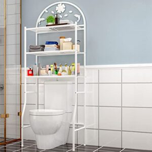 monipa bathroom shelf over toilet above toilet storage over-the-toilet storage 3-tier space saver organizer rack, stable freestanding anti-tilt shelf for laundry, balcony, porch (white)