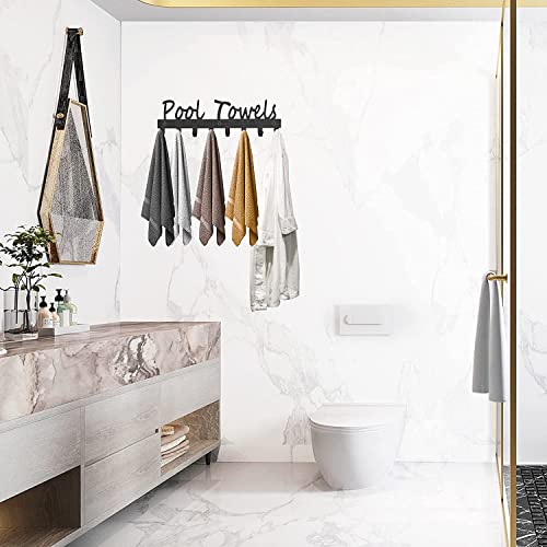 Tiabiaya Pool Towel Hooks for Bathroom Wall Mount Towel Towel Holder Carbon Steel Organizer Indoor Outdoor for Towel