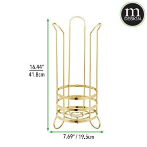 mDesign Decorative Free Standing Toilet Paper Holder Stand with Storage for 3 Rolls of Toilet Tissue - for Bathroom/Powder Room - Holds Mega Rolls - Durable Metal Wire - Soft Brass