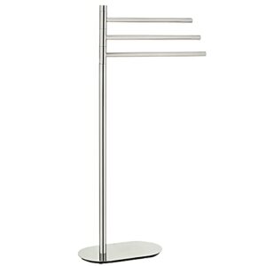 kela free standing towel rack stand - three tier organizer for bath and hand towels - study by weight - elegant by design - glossy stainless steel