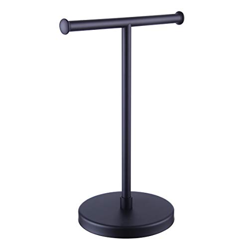 GERZWY SUS 304 Stainless Steel Hand Towel Holder Standing Tree Rack for Bathroom Vanities Countertop, Matte Black