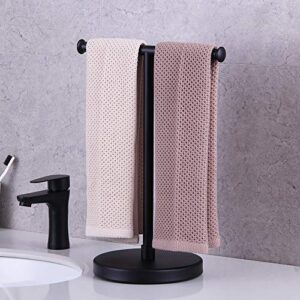 GERZWY SUS 304 Stainless Steel Hand Towel Holder Standing Tree Rack for Bathroom Vanities Countertop, Matte Black