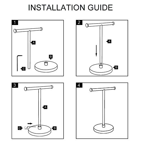 GERZWY SUS 304 Stainless Steel Hand Towel Holder Standing Tree Rack for Bathroom Vanities Countertop, Matte Black