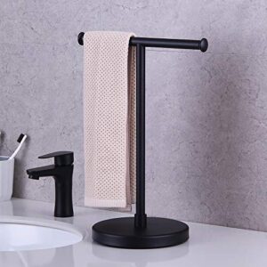 GERZWY SUS 304 Stainless Steel Hand Towel Holder Standing Tree Rack for Bathroom Vanities Countertop, Matte Black