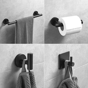 Sagetta Matte Black Bathroom Hardware Set 5-Piece, SUS304 Stainless Steel Bathroom Accessories Set Includes 16-inch Towel Bar Set,3 Robe Towel Hooks,Toilet Paper Holder (Matte Black)