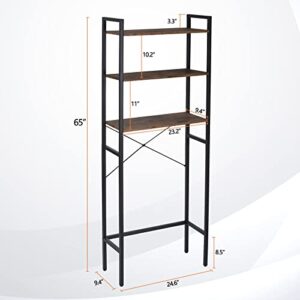 SUPER DEAL Over The Toilet Storage Shelf, 3-Tier Bathroom Organizer Space Saver Rack Wood Shelf, Rustic Brown