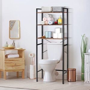 SUPER DEAL Over The Toilet Storage Shelf, 3-Tier Bathroom Organizer Space Saver Rack Wood Shelf, Rustic Brown