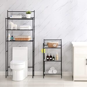 mallboo 3 -tier over-the-toilet bathroom spacesaver and 3 -tier standing bathroom shelves(black)