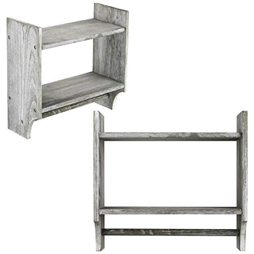 LIANTRAL Bathroom Towel Rack, 2-Tier Rustic Bathroom Shelves with Towel Rack for Bathroom Towel Storage, Over The Toilet Storage