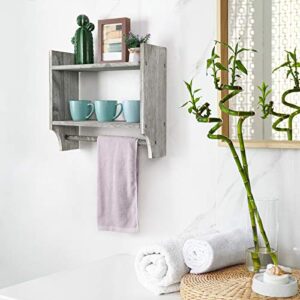 LIANTRAL Bathroom Towel Rack, 2-Tier Rustic Bathroom Shelves with Towel Rack for Bathroom Towel Storage, Over The Toilet Storage