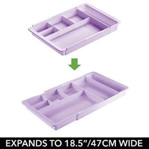 mDesign Expandable 7-Compartment Plastic Drawer Organizer Tray for Bathroom and Vanity - Perfect for Makeup, Cosmetic, Toothbrush, Medicine Organizing - Lumiere Collection - 2 Pack - Light Purple