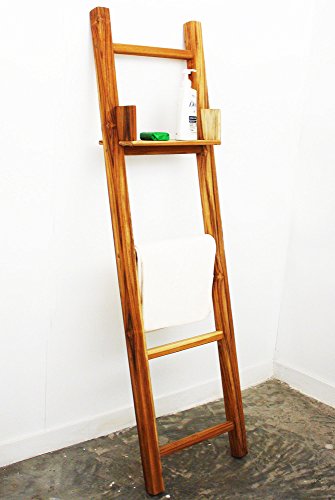 Haussmann Teak Towel Ladder 18 x 64 in H Adj Shelf Teak Oil