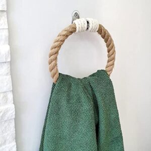 CLISPEED Towel Ring Wall Mounted Towel Rack Nautical Rope Bath Towel Hangers Vintage Hand Towel Holder for Shower Bathroom Bedroom