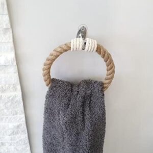 CLISPEED Towel Ring Wall Mounted Towel Rack Nautical Rope Bath Towel Hangers Vintage Hand Towel Holder for Shower Bathroom Bedroom