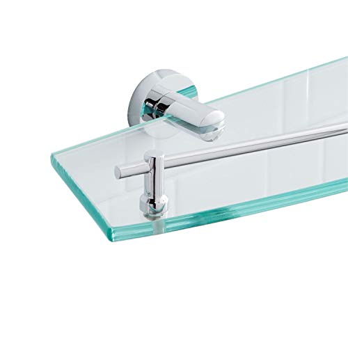 H&S Naiture Collection Tempered Glass Shelf in Chrome Finish