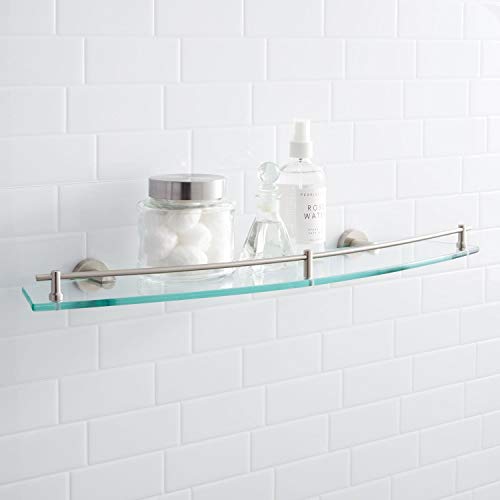 H&S Naiture Collection Tempered Glass Shelf in Chrome Finish