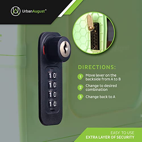 Urban August Dual Combination & Keyed Lockbox - Lockable Box for Everyday Use - Multi-Purpose lock for Home & Office Safety - Made of Industrial-Grade Plastic - One Size (Spring Green)