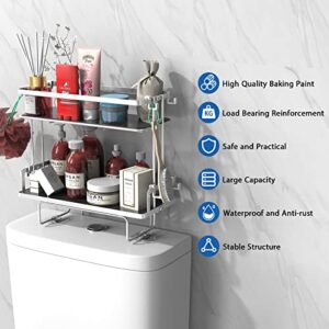 Misounda Over The Toilet Storage,Toilet Rack,Toilet Storage Rack, 2-Tier Bathroom Organizer Shelves with Divider,No Drilling Space Saver with Wall Mounting Design，White