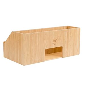 MobileVision Bamboo Bathroom Tray Caddy Organizer for Beauty Products, Hair Care, Make Up, and More