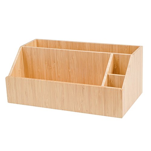 MobileVision Bamboo Bathroom Tray Caddy Organizer for Beauty Products, Hair Care, Make Up, and More