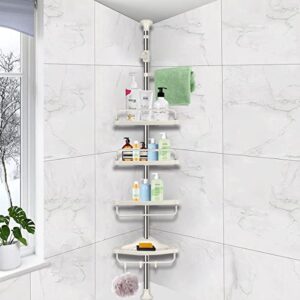 yorkhomo shower caddy, shower caddy tension pole 4 layer adjustable rustproof stainless steel bathroom shower organizer bathtub storage holder rack height 3.3 to10.1ft