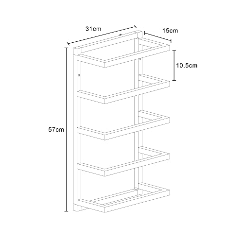 House & Homestyle Holder, Wall Mountable 5 Tier Hanging Towel Storage Rail/Rack for Bathroom, En Suite or Toilet, H 57cm x W 31cm x D 15cm, Chrome Silver