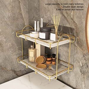 YWBL-WH 2 Tier Cosmetic Storage Shelf Bathroom Countertop Organizer Makeup Organizer Shelf Vanity Organizer Rack