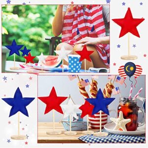 5 Set Star Patriotic Wood Stand Patriotic Tiered Tray Decor Fabric Star 4th of July Wood Signs Independence Day Signs American Star Decor for Independence Day Decor (Stylish Style)