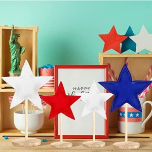 5 Set Star Patriotic Wood Stand Patriotic Tiered Tray Decor Fabric Star 4th of July Wood Signs Independence Day Signs American Star Decor for Independence Day Decor (Stylish Style)