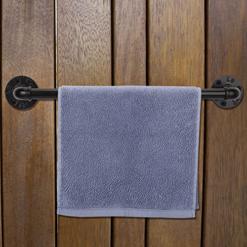 Songtec Industrial Pipe Towel Bar 16-Inch & Toilet Paper Holder, Rustic Look Towel Rack Hat Rack, Farm Style Décor for Bathroom – Black