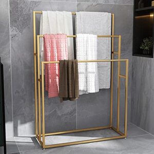 molih large size standing towel rack for bathroom, organizer storage blanket floor rack pool outdoor 3 tier metal towel holder drying rack