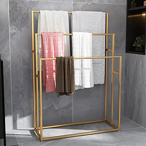 MOLIH Large Size Standing Towel Rack for Bathroom, Organizer Storage Blanket Floor Rack Pool Outdoor 3 Tier Metal Towel Holder Drying Rack