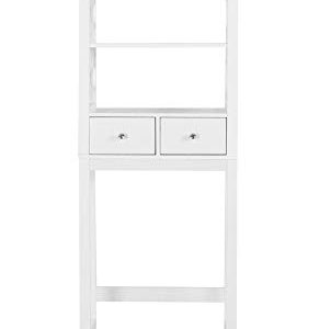 Spirich Home Modern X- Frame Bathroom Shelf Over The Toilet, Bathroom Shelf with Two Drawers, Bathroom Spacesaver, White Finish