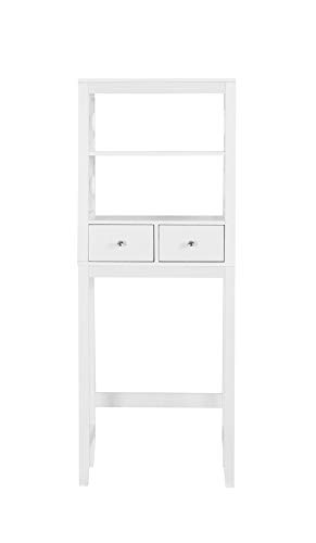 Spirich Home Modern X- Frame Bathroom Shelf Over The Toilet, Bathroom Shelf with Two Drawers, Bathroom Spacesaver, White Finish