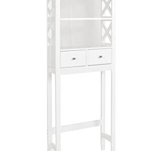 Spirich Home Modern X- Frame Bathroom Shelf Over The Toilet, Bathroom Shelf with Two Drawers, Bathroom Spacesaver, White Finish