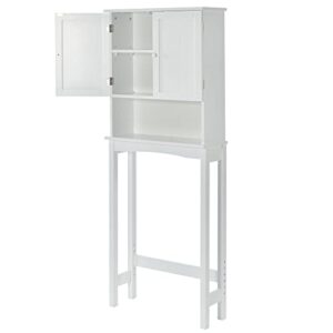 MENGK Over-The-Toilet Bathroom Cabinet with Shelf and Two Doors Space-Saving Storage, Easy to Assemble, White