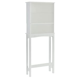 MENGK Over-The-Toilet Bathroom Cabinet with Shelf and Two Doors Space-Saving Storage, Easy to Assemble, White