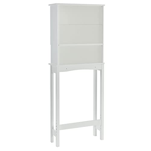 MENGK Over-The-Toilet Bathroom Cabinet with Shelf and Two Doors Space-Saving Storage, Easy to Assemble, White