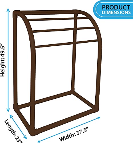 Pool Bins 5 Bar Outdoor Towel Rack - Free Standing Poolside Storage Organizer - Also Stores Floats, Paddles and Noodles, (23" L x 37.5" W x 49.5 H), Brown