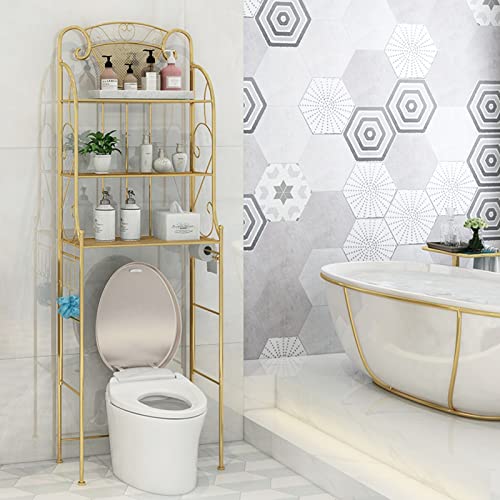 Household Products 3 Tier Over Toilet Storage Rack,Modern Toilet Bathroom Shelf Bathroom Corner Stand Storage Organizer accesory，Bathroom Tower Shelf，Laundry Shelf Unit Organizer Rack,Gold