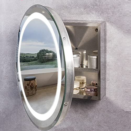 Mirror cabinet Bathroom LED Round, Wall-Mounted Storage Cabinet, Shelves for Storing Toilet Items, Medicine Cabinet with Mirror