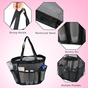 KINBOM 1pc Hanging Toiletry Bag Mesh Pockets, Portable Shower Tote Bag Mesh Shower Caddy Tote for Bathroom Toiletry Essentials (Black)