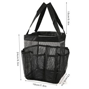 KINBOM 1pc Hanging Toiletry Bag Mesh Pockets, Portable Shower Tote Bag Mesh Shower Caddy Tote for Bathroom Toiletry Essentials (Black)